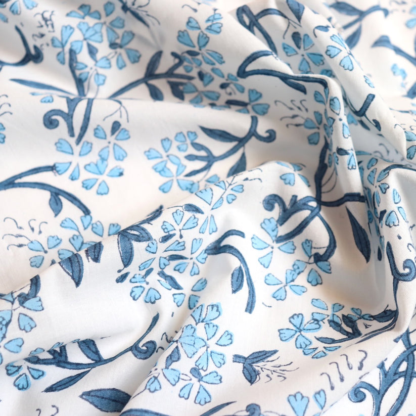 Blue Sprigs Hand Block Print Cotton Fabric – Loom and Stars