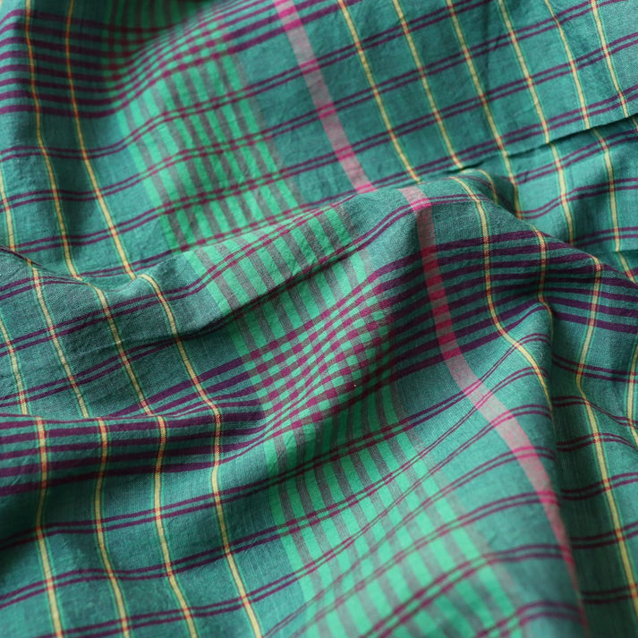 Jade Check Handloom Cotton Fabric – Loom and Stars