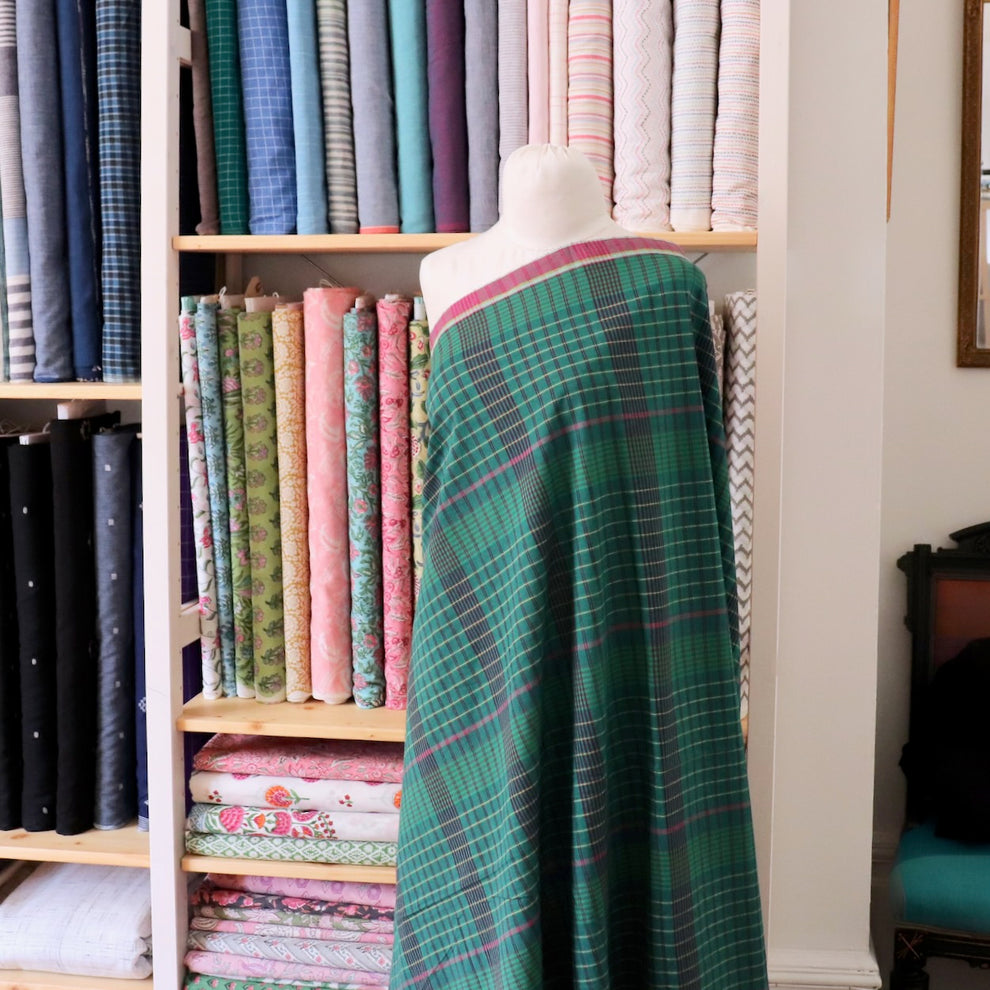 Jade Check Handloom Cotton Fabric – Loom and Stars