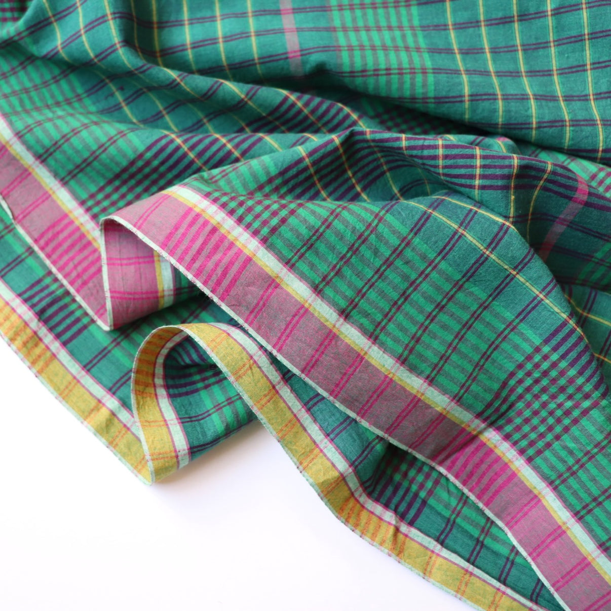 Jade Check Handloom Cotton Fabric – Loom and Stars