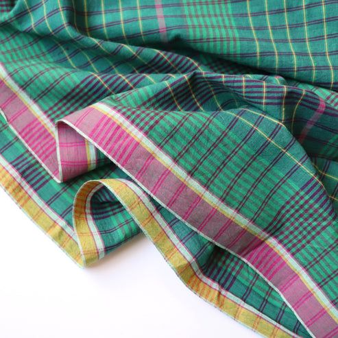 Jade Check Handloom Cotton Fabric – Loom and Stars