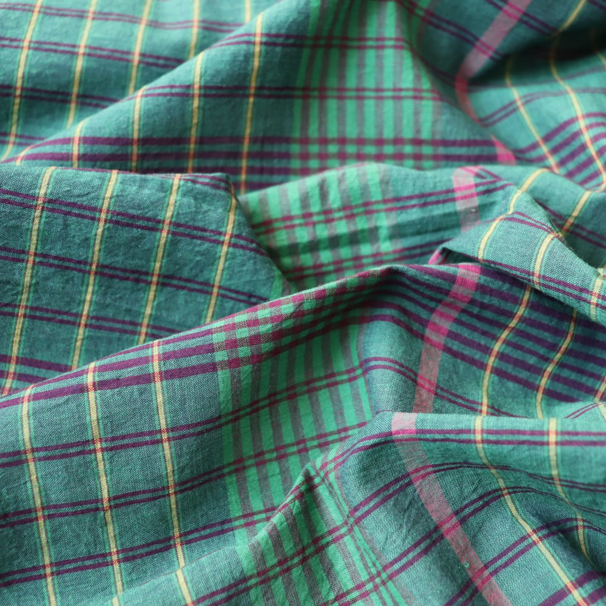 Jade Check Handloom Cotton Fabric – Loom and Stars