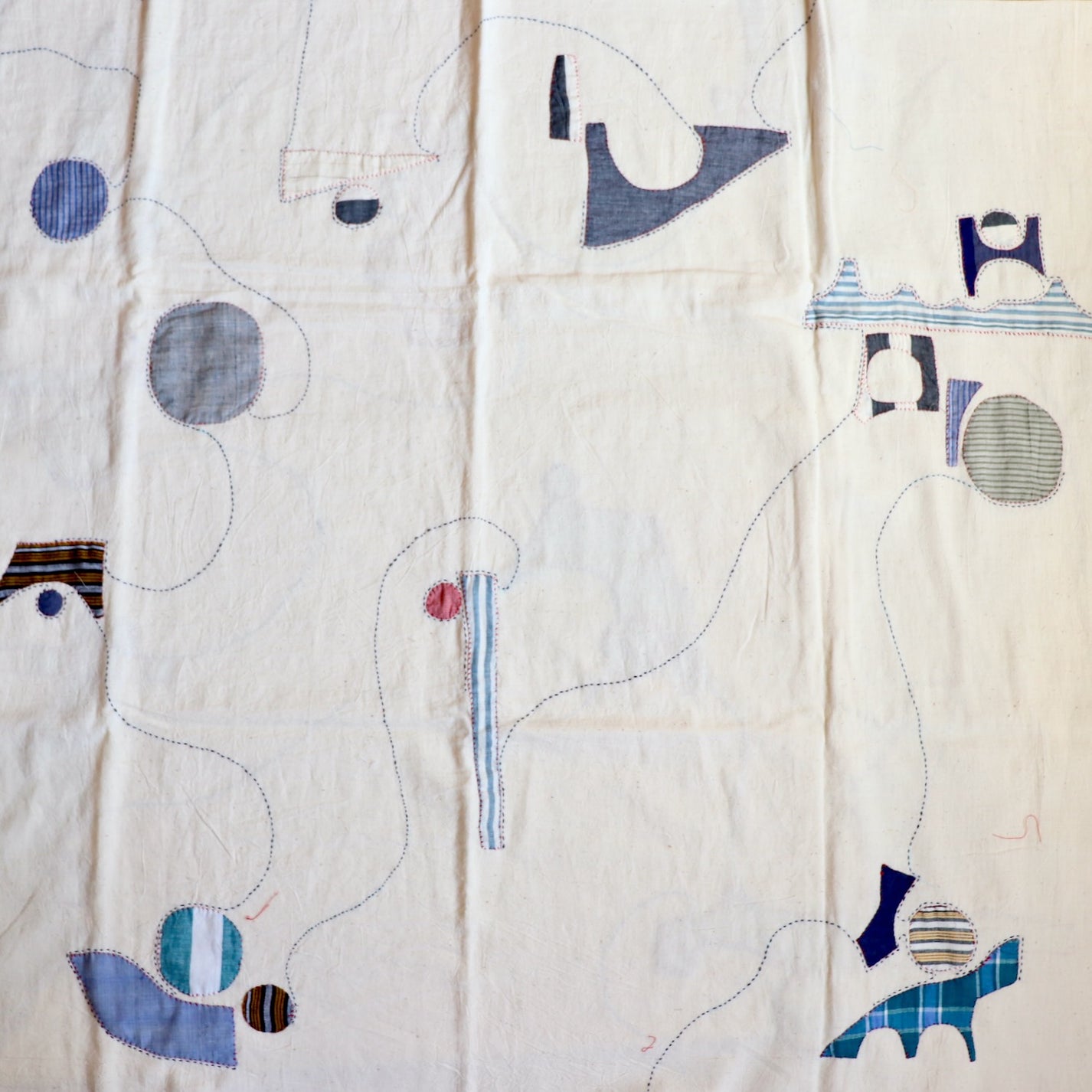 Collage Hand Embroidered Handloom Cotton — 2 Yard Panel – Loom and Stars