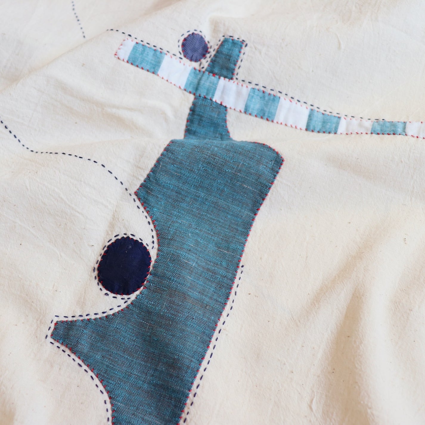 Collage Hand Embroidered Handloom Cotton — 2 Yard Panel – Loom and Stars