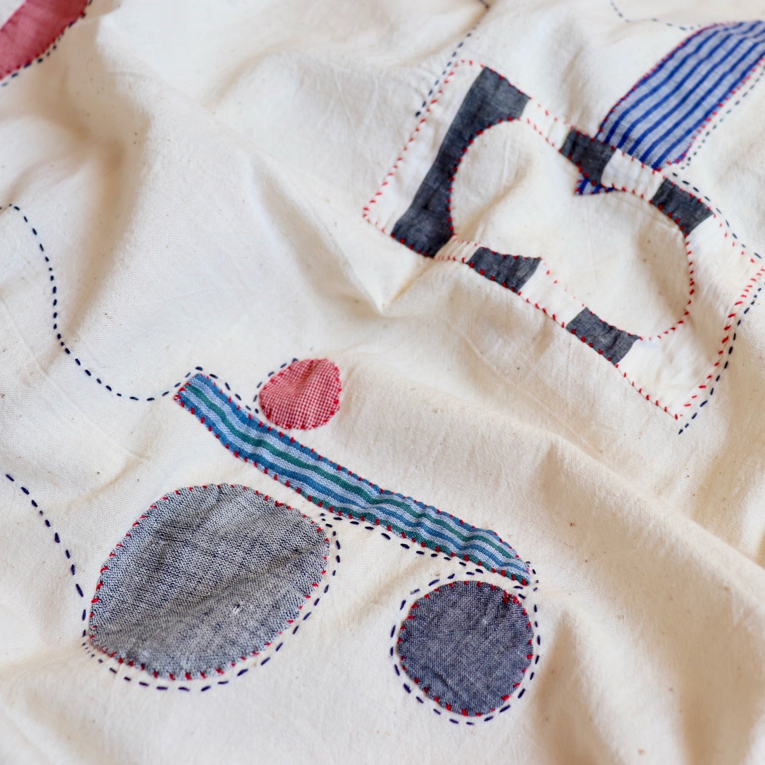 Collage Hand Embroidered Handloom Cotton — 2 Yard Panel – Loom and Stars