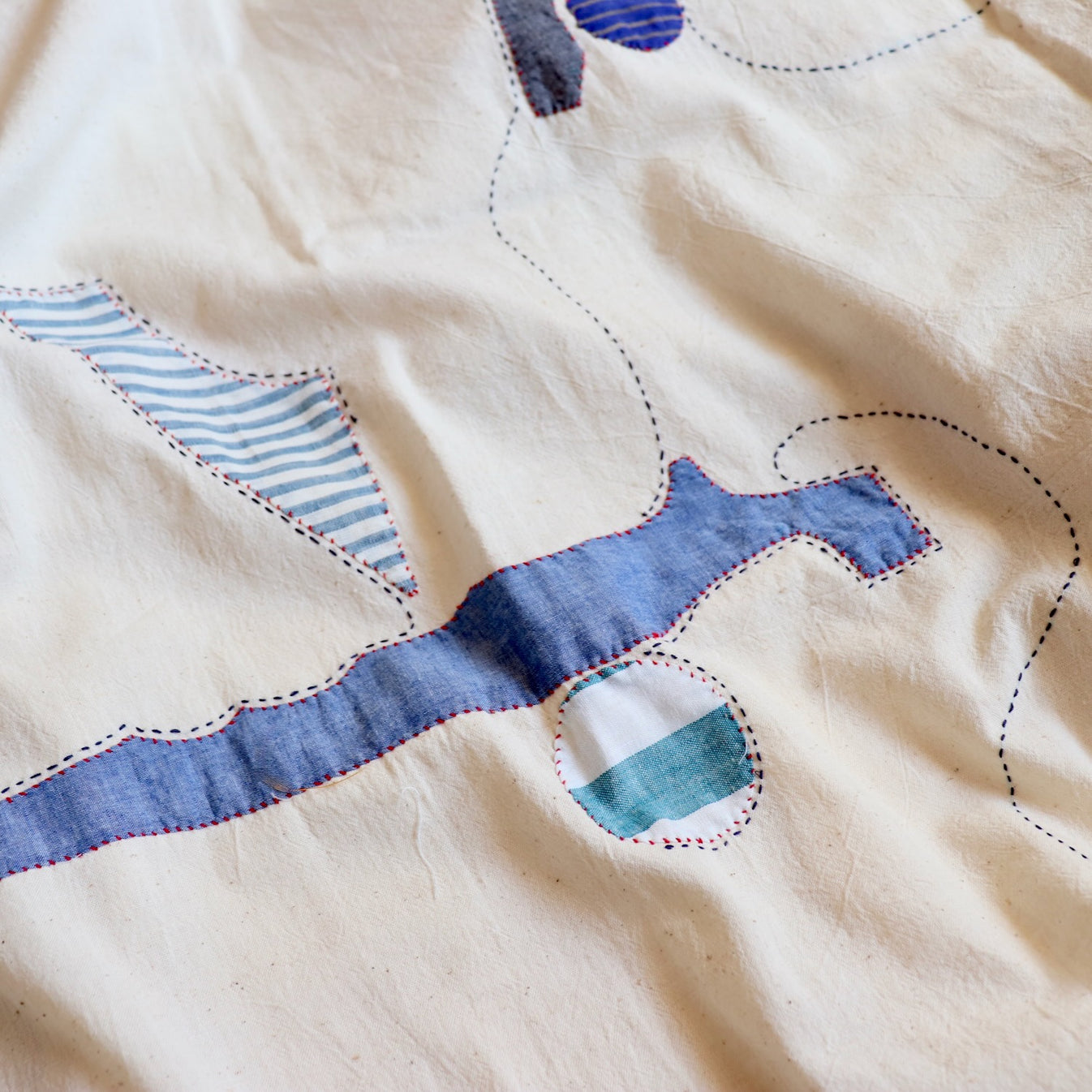 Collage Hand Embroidered Handloom Cotton — 2 Yard Panel – Loom and Stars