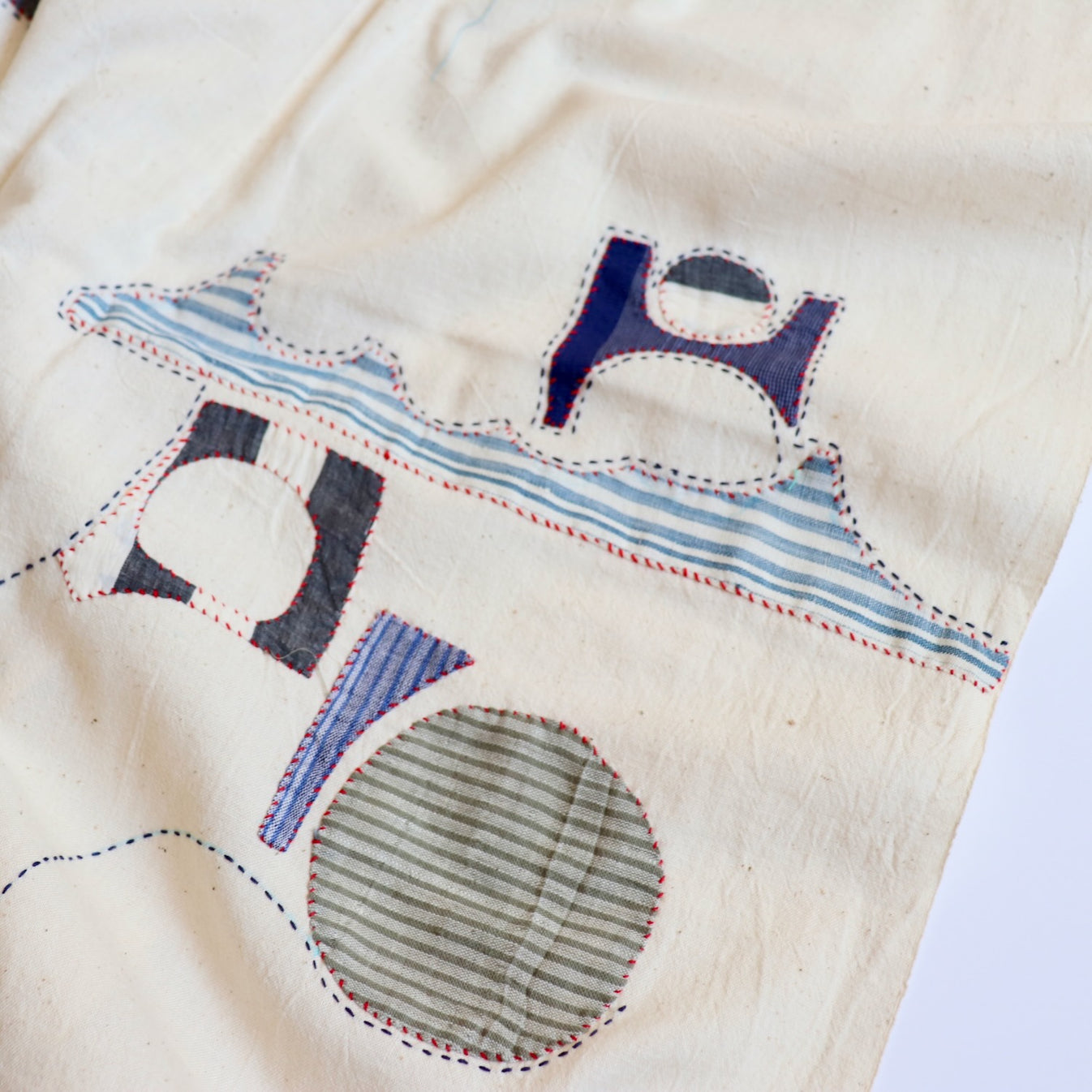 Collage Hand Embroidered Handloom Cotton — 2 Yard Panel – Loom and Stars