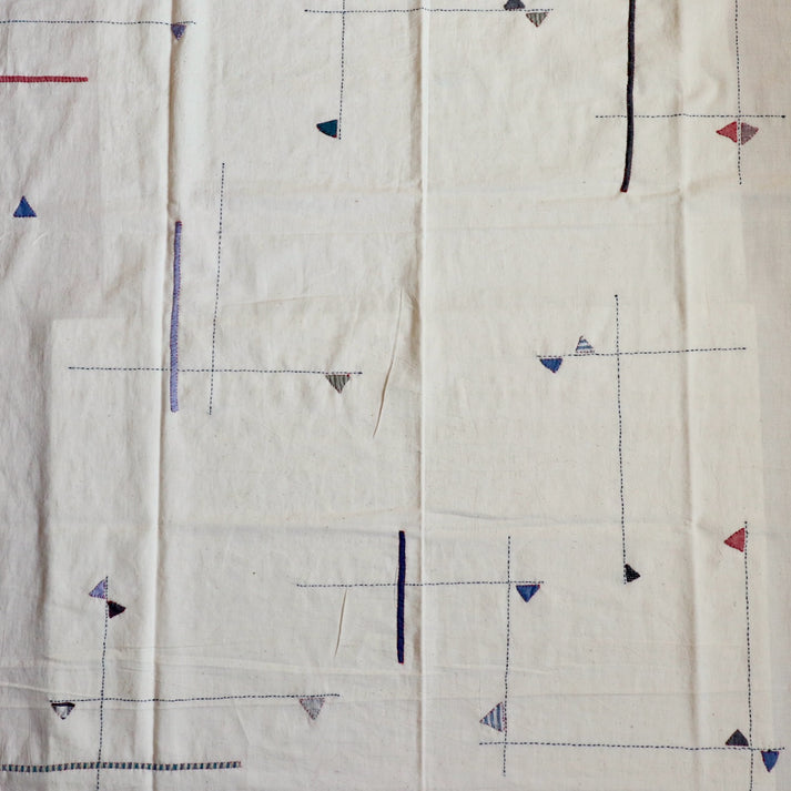 Linear Hand Embroidered Handloom Cotton — 1 Yard Panel – Loom and Stars