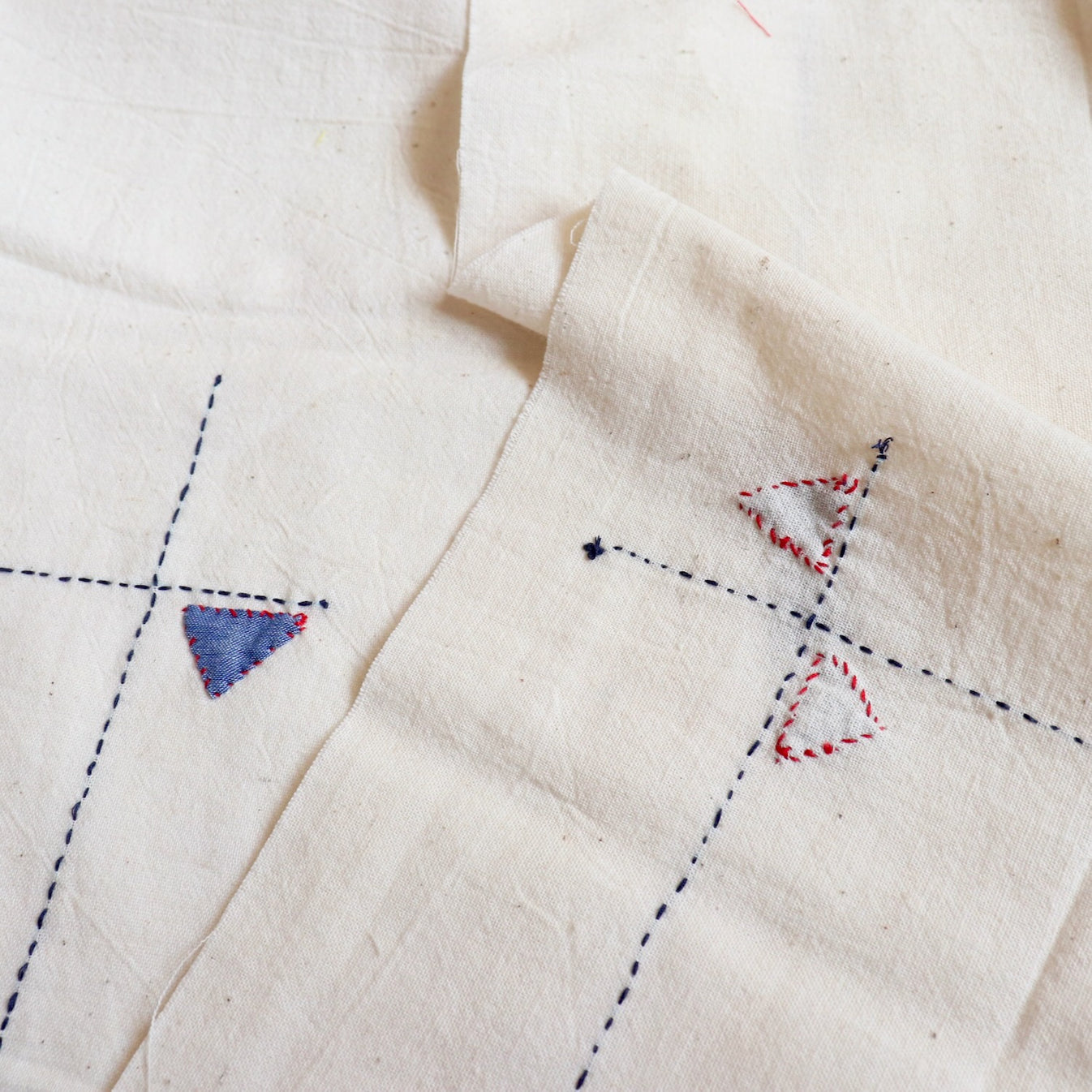 Linear Hand Embroidered Handloom Cotton — 1 Yard Panel – Loom and Stars