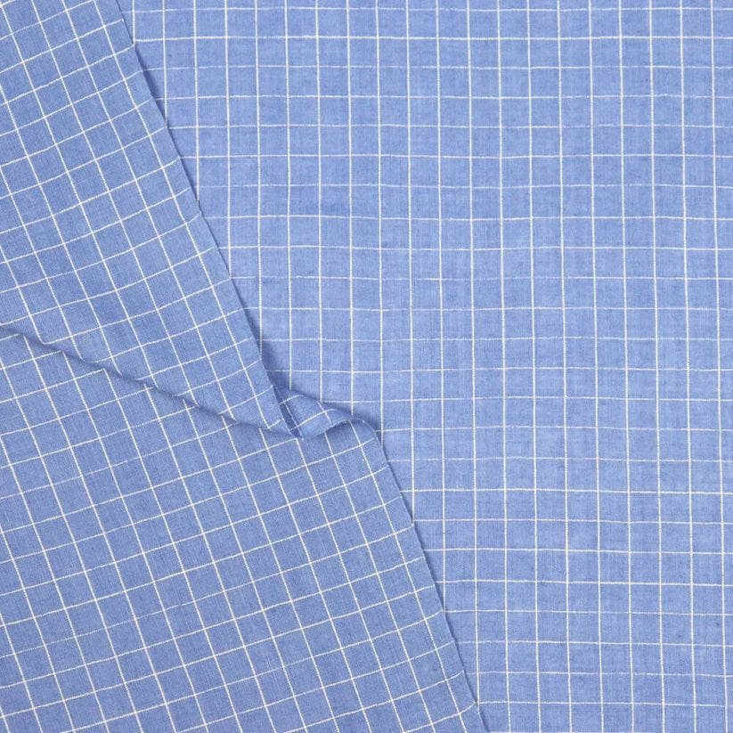 Wedgwood Check Handloom Cotton Fabric – Loom and Stars